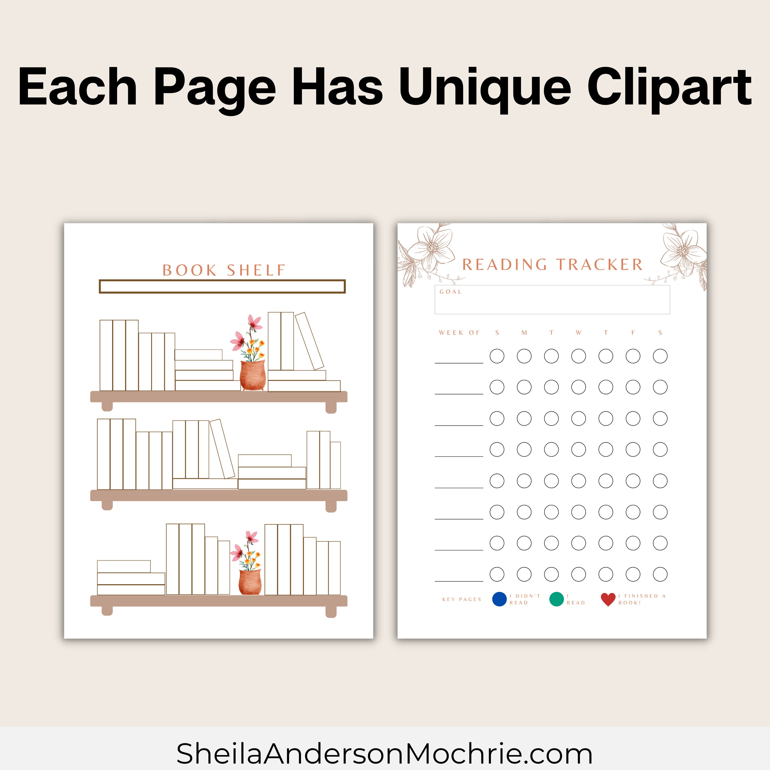 Book Tracker Reading Tracker Bookshelf Reading Log Planner | Etsy