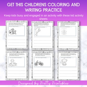 Educational Printable Elementary Student Writing and Coloring Activity ...