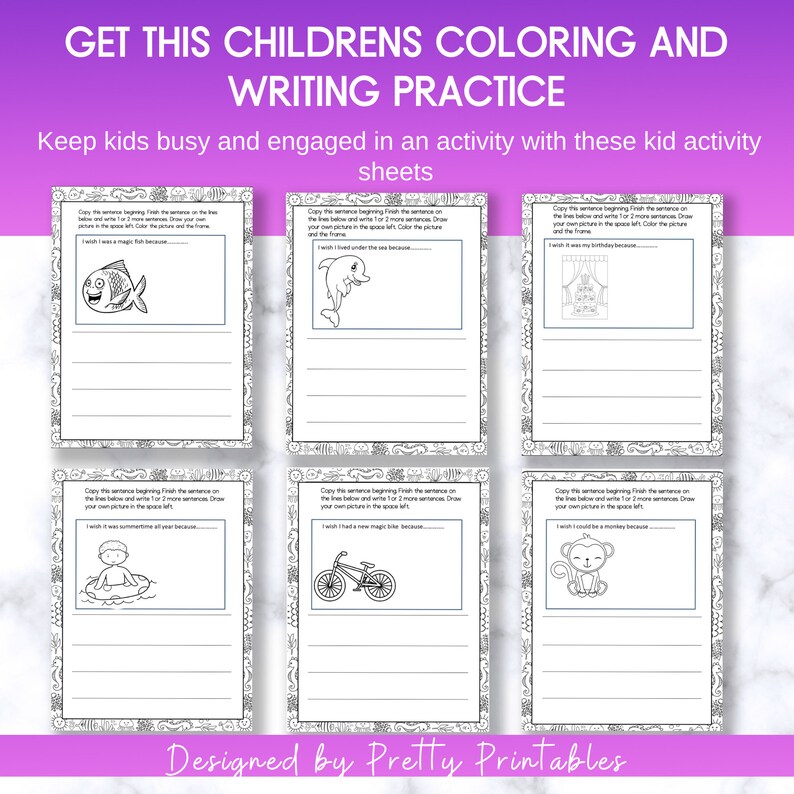 Educational Printable Elementary Student Writing and Coloring Activity ...