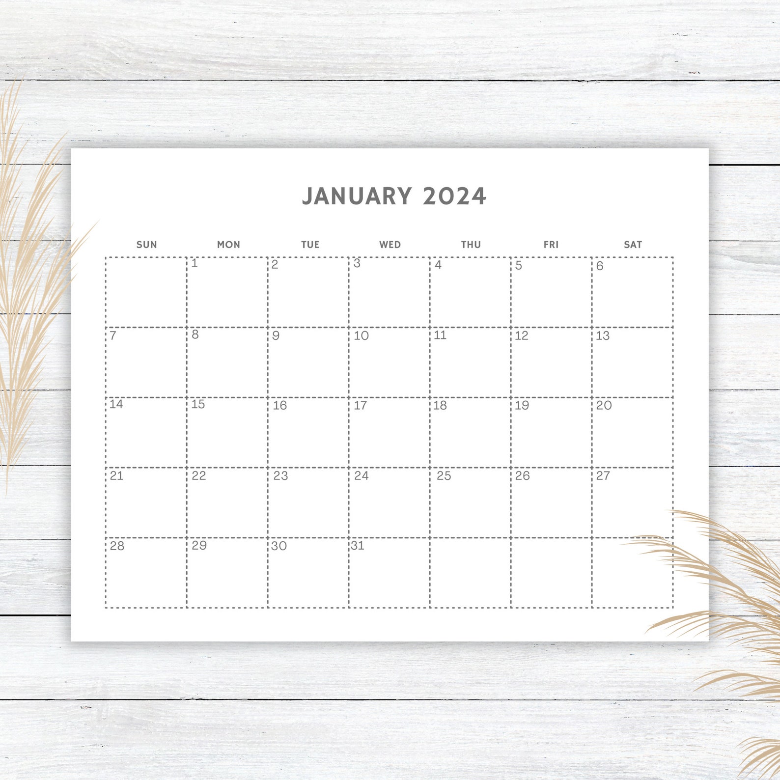 Minimalist 2024 Calendar Printable Yearly 2024 Calendar Planner ...