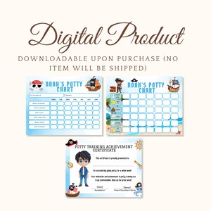 Custom Pirate Potty Chart for Boy Toilet Training Chart Kids ...