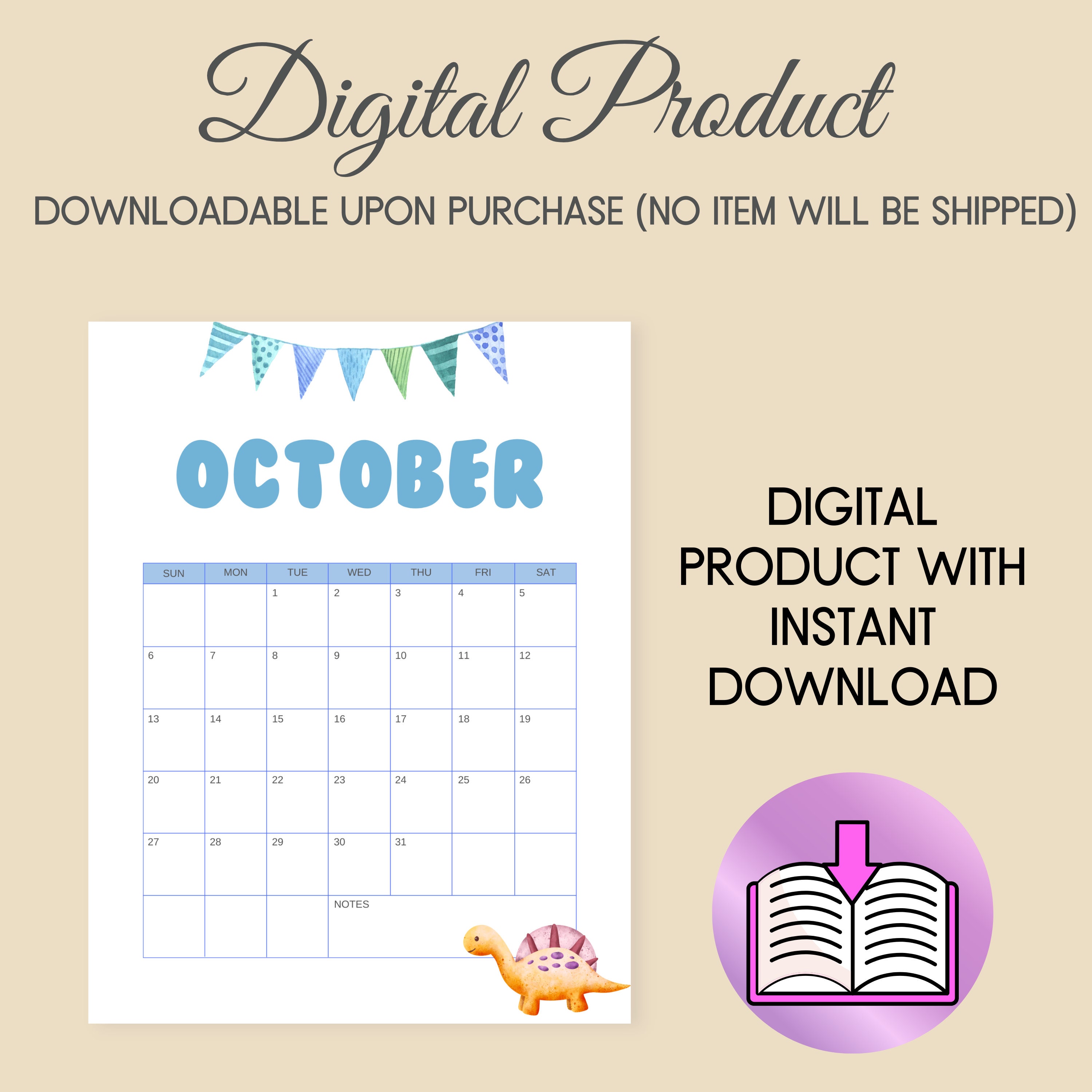 Dinosaur School Year Calendar 2024 2025 Calendar Printable for Kids ...