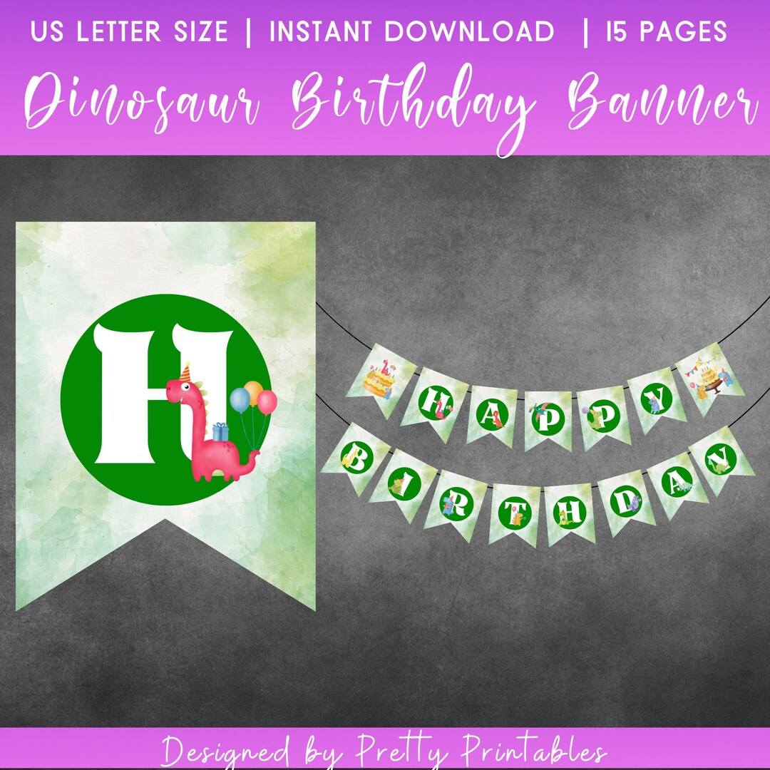 Dinosaur Birthday Banner Printable Dinosaur Birthday Banner - Etsy