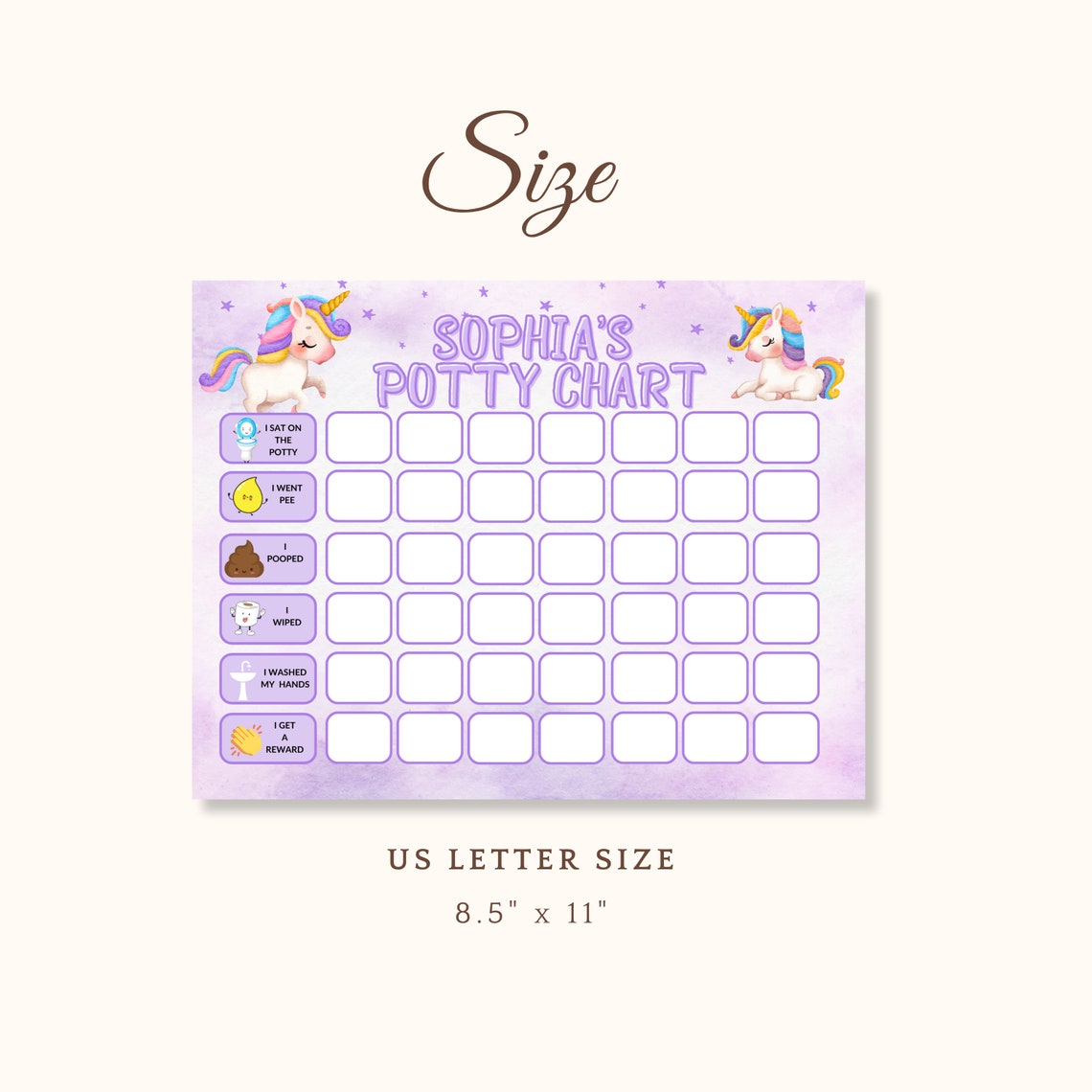Unicorn Potty Chart for Girls Toilet Training Chart Kids Potty Chart ...