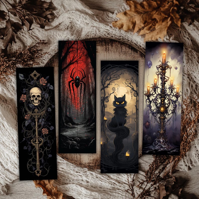 Gothic Bookmarks Set Printable Download Dark Academia Bookmarks Dark ...