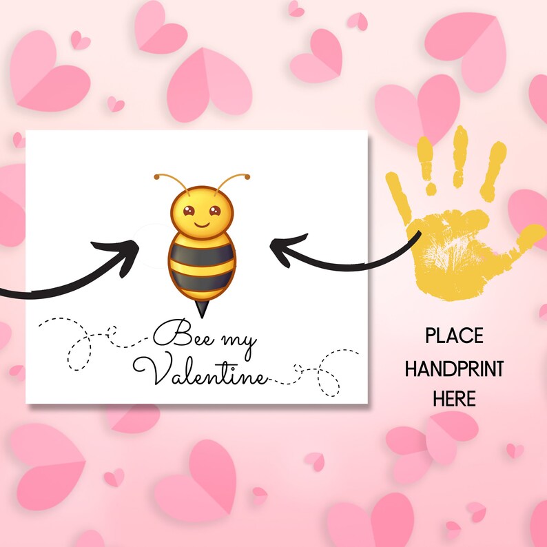 Valentines Day Bee Handprint Craft Printable Valentines Handprint Art ...