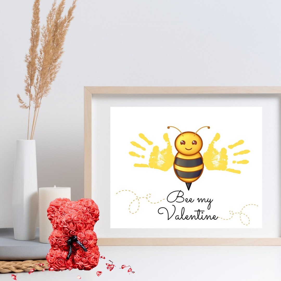 Valentines Day Bee Handprint Craft Printable Valentines Handprint Art ...