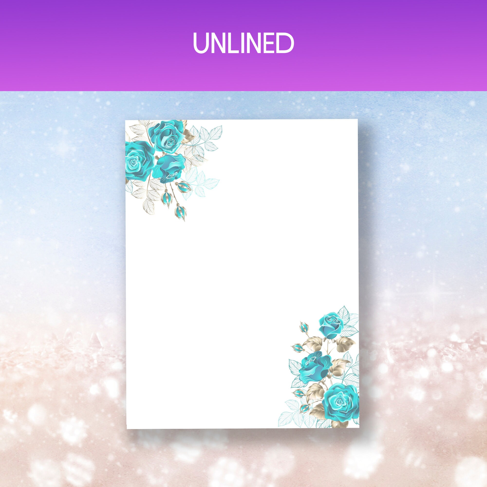 Printable Rose Stationery Flower Stationery Floral Stationery Set ...