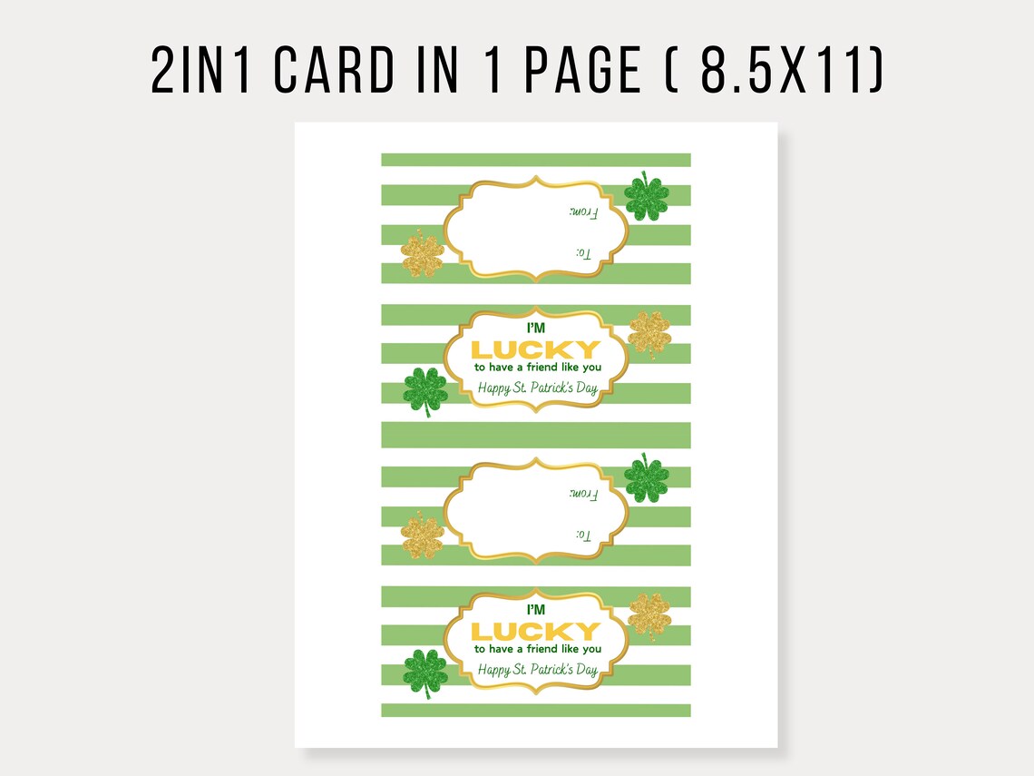 Printable St Patricks Day Treat Topper Bag Lucky Green Shamrock Class ...