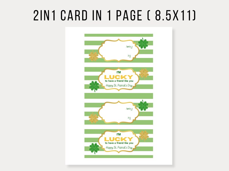 Printable St Patricks Day Treat Topper Bag Lucky Green Shamrock Class ...