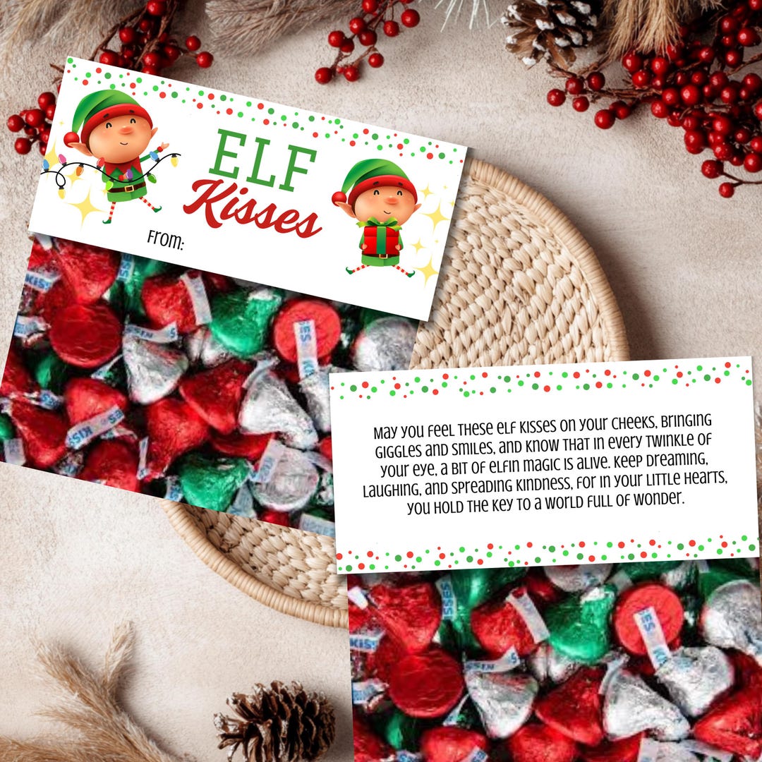 ELF Kisses Treat Bag Christmas Toppers Printable Christmas Gift Tags ...