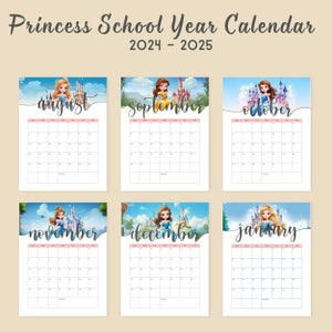 Printable 2024-2025 School Year Calendar Princess Theme Calendar ...