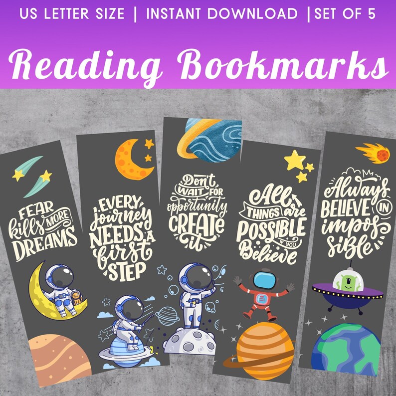 Motivational Inspirational Bookmarks Set for Reader Book Lover Teachers ...