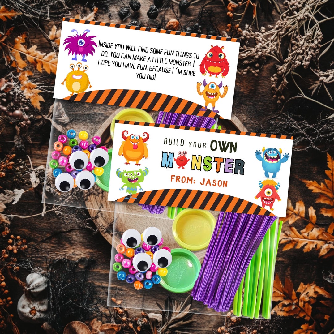 Personalized Build Your Own Monster Treat Bag Topper DIY Monster Treat ...