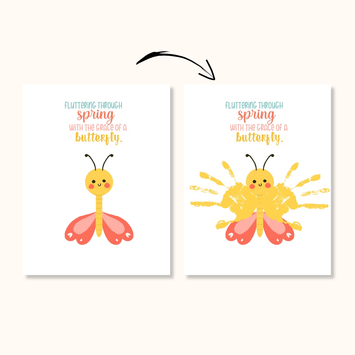 Spring Handprint Craft Art Printable Butterfly With Handprint Wings ...