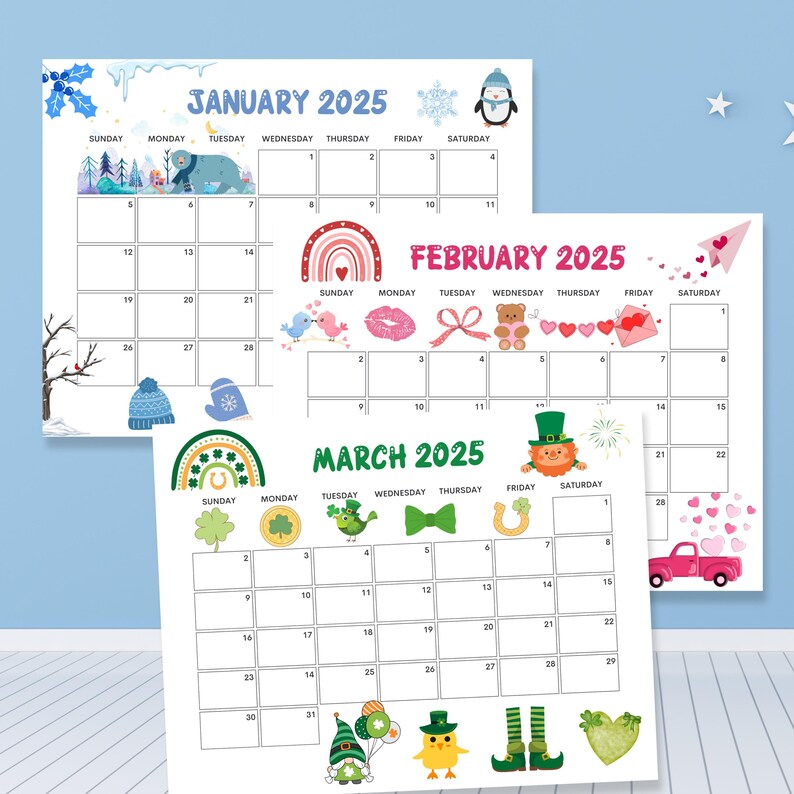 2025 Calendar Printable, Kids 2025 Calendar, School Monthly Planner ...
