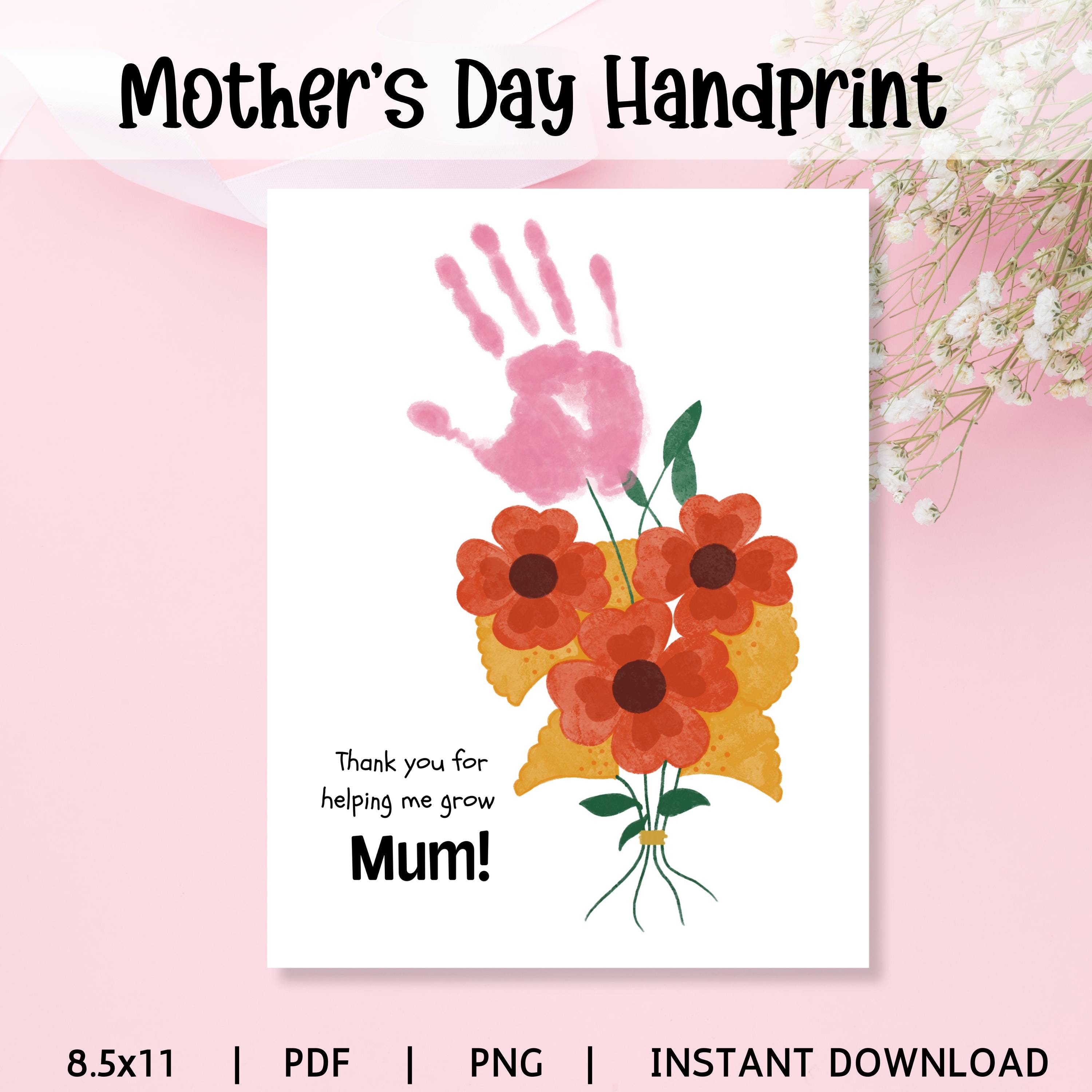 UK Mothers Day Handprint Craft Flower Pun Thank You for Helping Me Grow ...