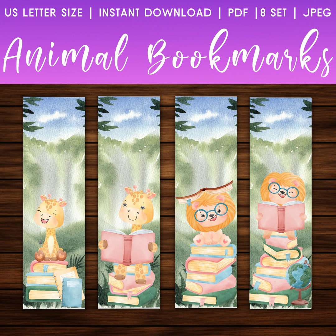 Animal Bookmarks Watercolor Lion Giraffe for Kids Book Accessories Book ...