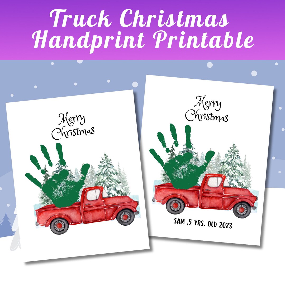 Christmas Tree Truck Handprint Craft Printable Customizable - Etsy