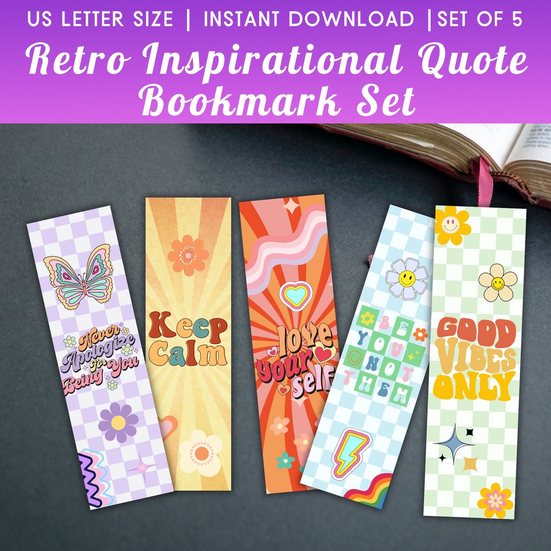Retro Bookmark Printable Motivational Bookmarks Motivational Quotes ...