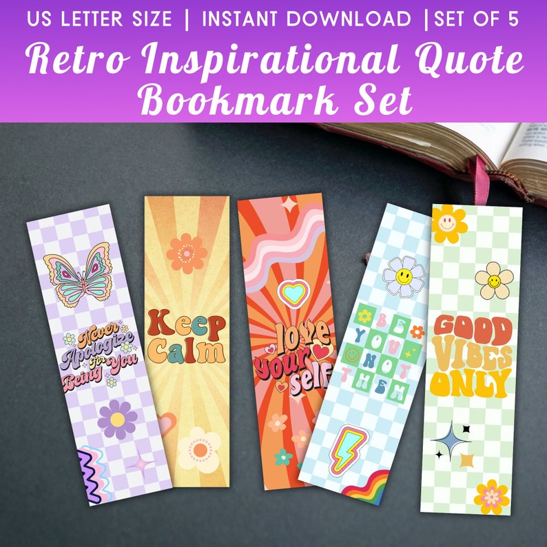 Retro Bookmark Printable Motivational Bookmarks Motivational Quotes ...