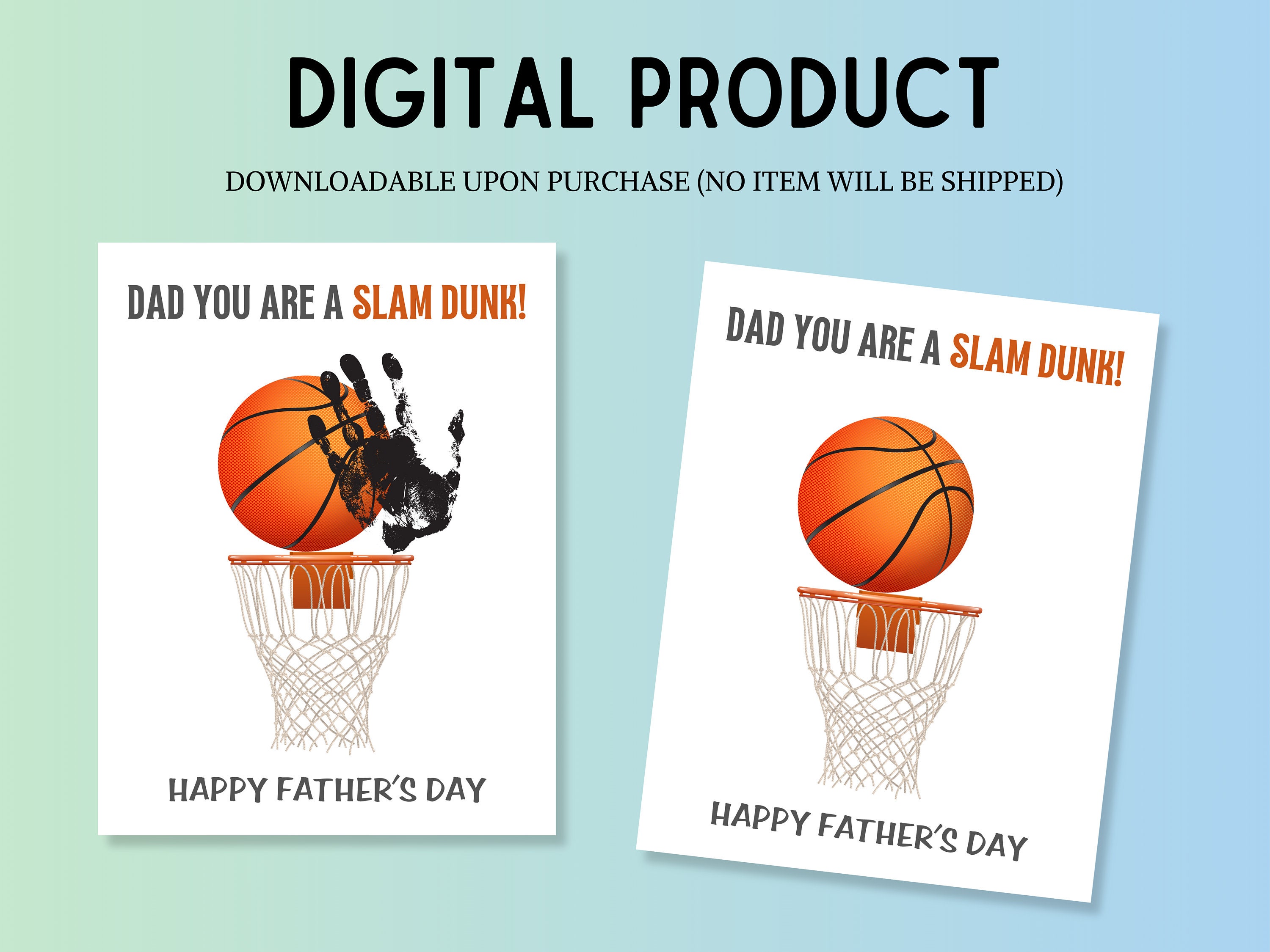Fathers Day Handprint Craft Basketball Slam Dunk Dads Day Handprint Art ...