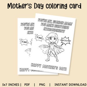 Mothers Day Coloring Card Printable Mother’s Day Card From Kids ...