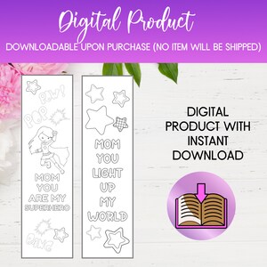 Mothers Day Coloring Bookmarks Present From Kids Mothers Day Gift ...