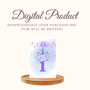 Customizable Unicorn Party Table Number Magical Fantasy Theme Cute ...