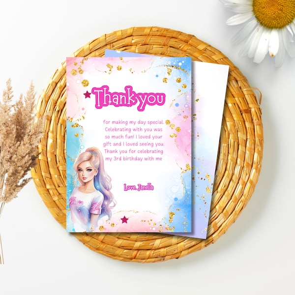 Printable Barbie Thank You Cards - Etsy