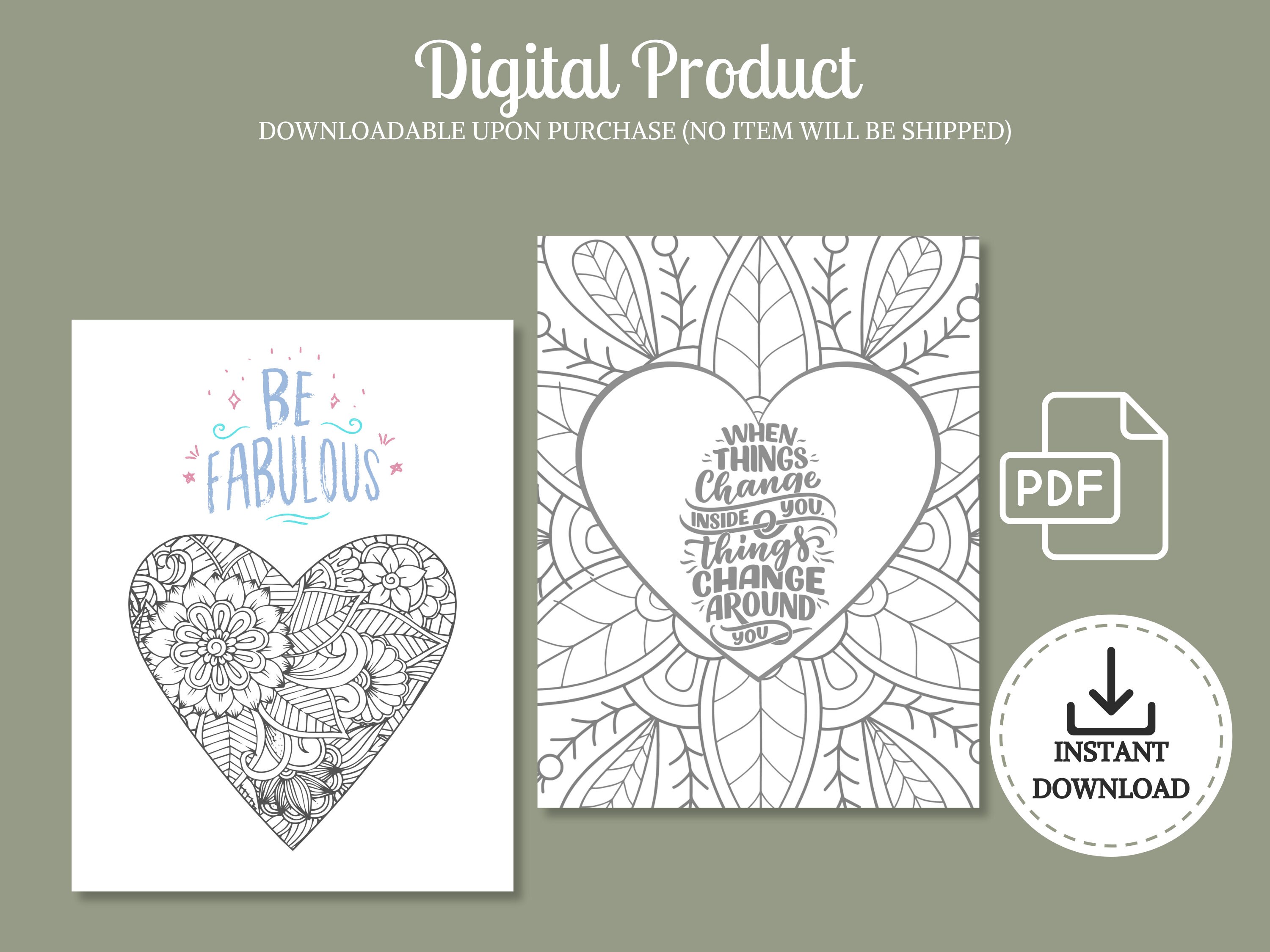 Mandala Coloring Pages Bundle Adults Teens Printable Mandala Heart ...