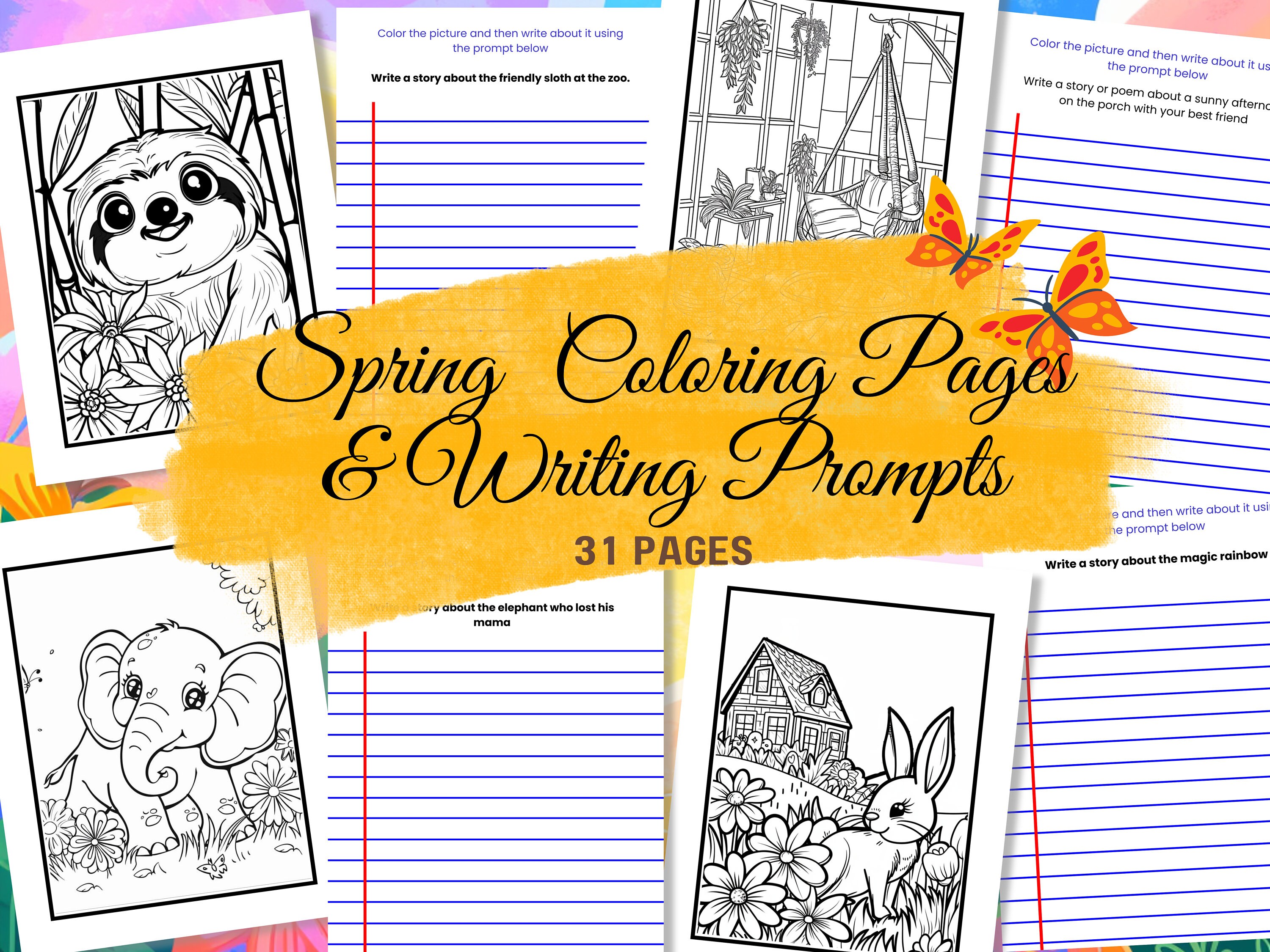 Coloring Pages for Kids Printable Writing Prompts Kids Spring ...