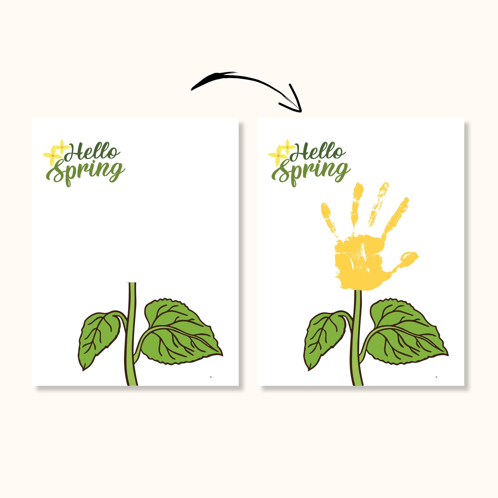 Flower Handprint Craft Spring Art Printable for Kids Toddlers Preschool ...