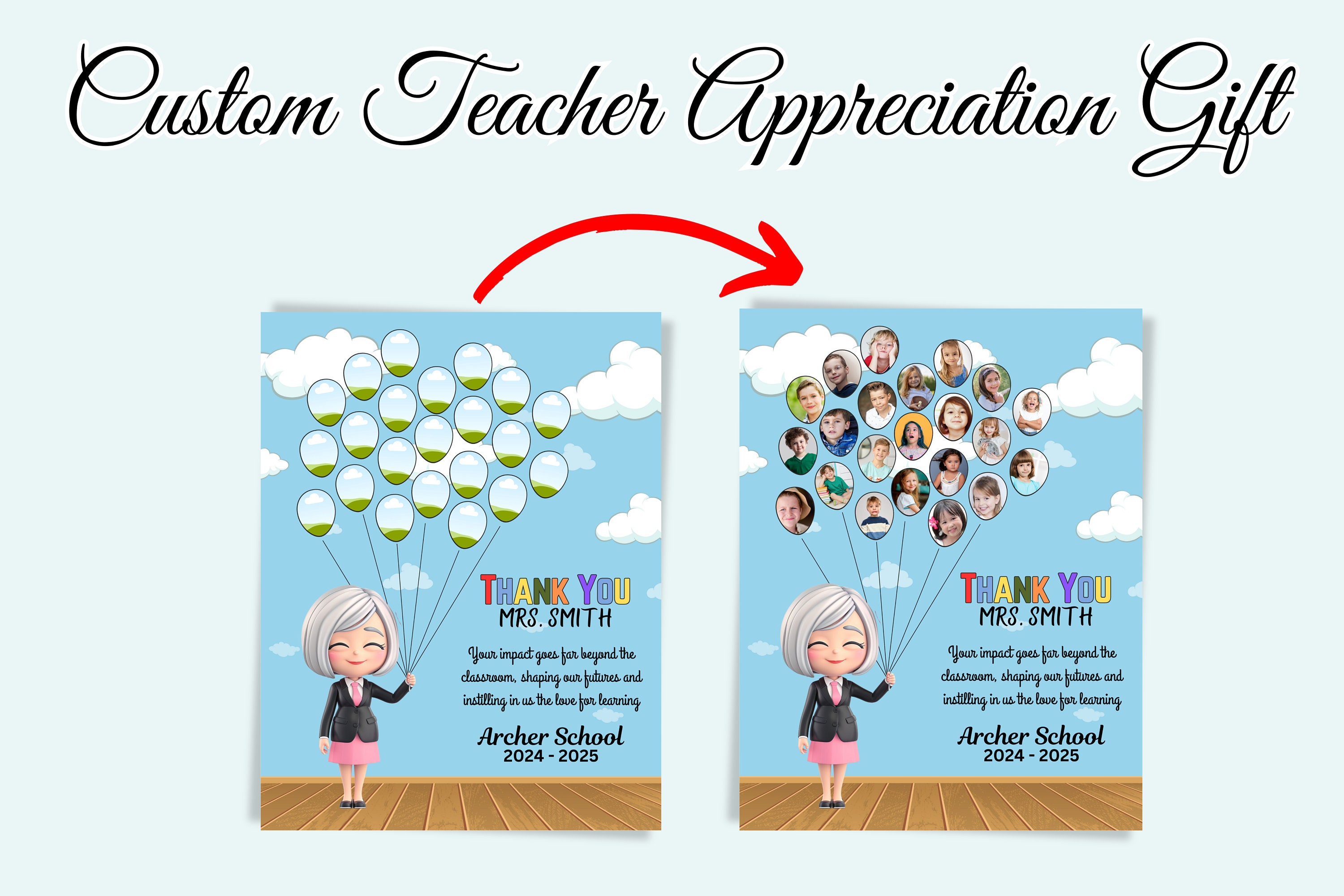 Teacher Photo Custom Editable Appreciation Gift From Student Photo ...