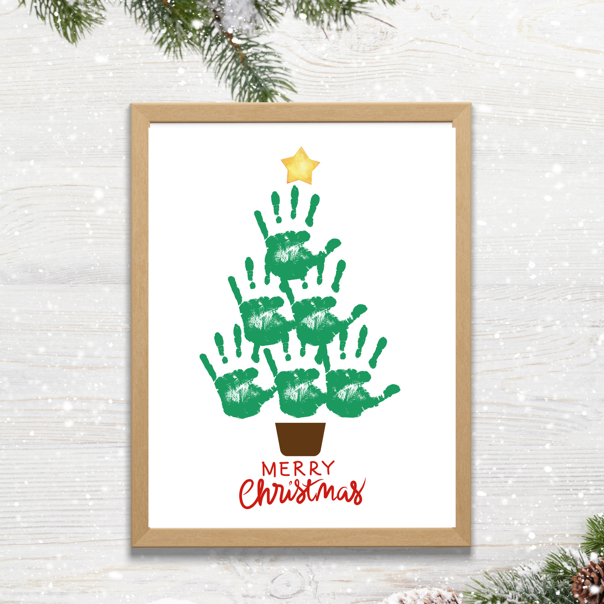 Christmas Tree Handprint Craft Printable Christmas Handprint Art DIY ...