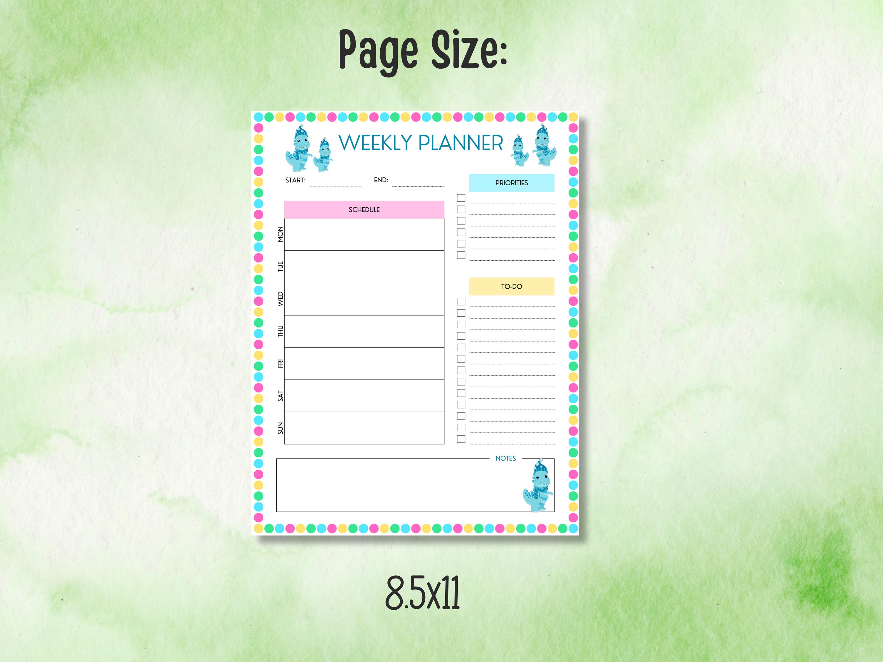 Kids Dinosaur Printable Planner Weekly Monthly Planner Dinosaur ...