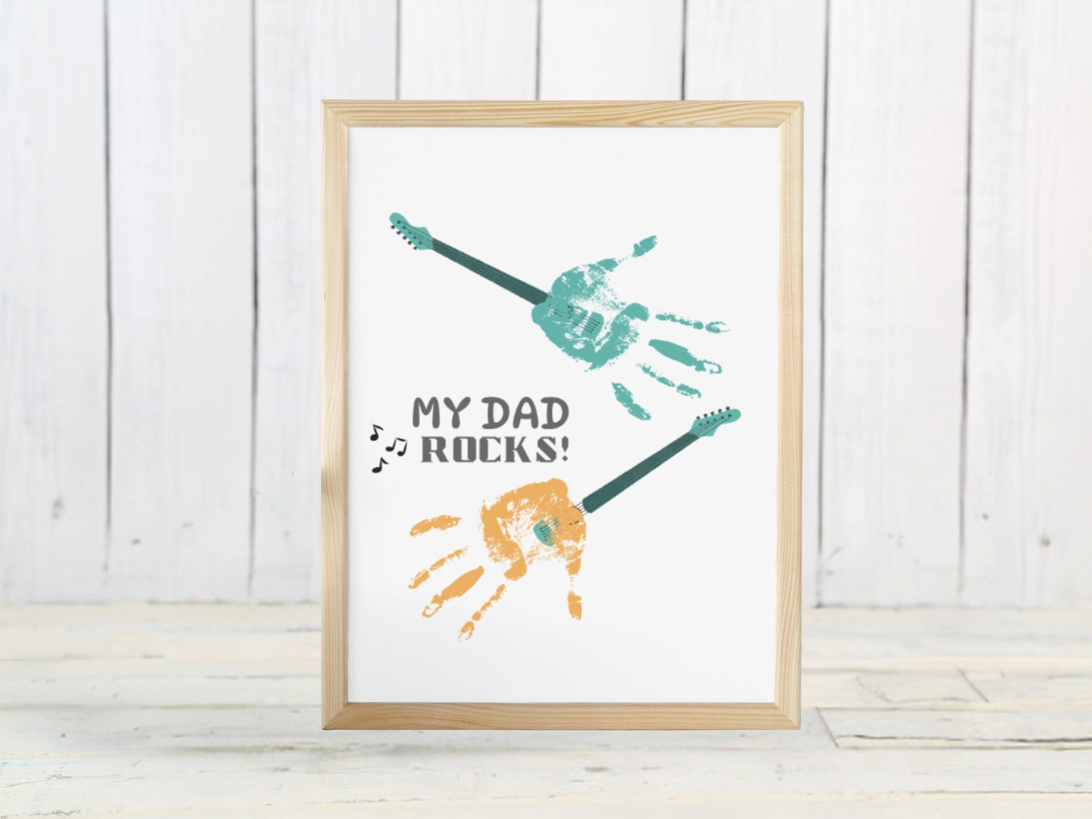 Fathers Day Handprint Craft Dad Rocks Guitar Handprint Art Craft ...