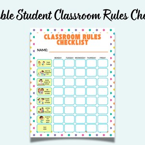 Student Classroom Rules Checklist Class Expectations Elementary ...