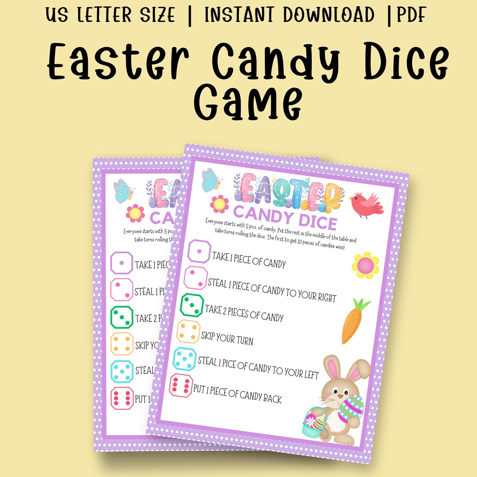 Easter Candy Dice Game Easter Egg Exchange Dice Game Printable Easter ...