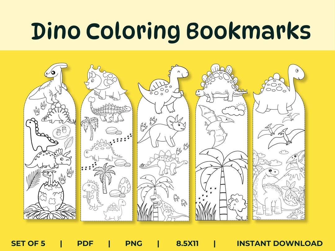 Topper Dinosaur Bookmarks With Coloring Bookmark Printable Dinosaurs ...