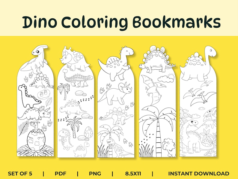 Topper Dinosaur Bookmarks With Coloring Bookmark Printable Dinosaurs ...