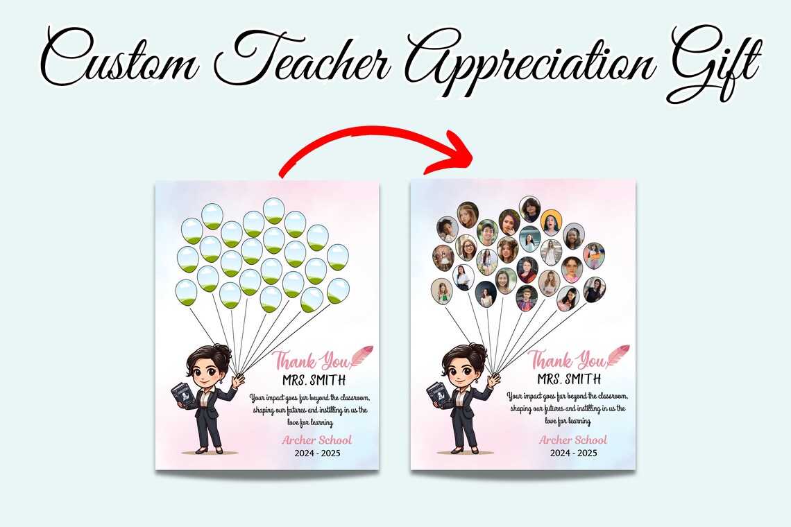 Teacher Photo Custom Editable Appreciation Gift From Student Photo ...