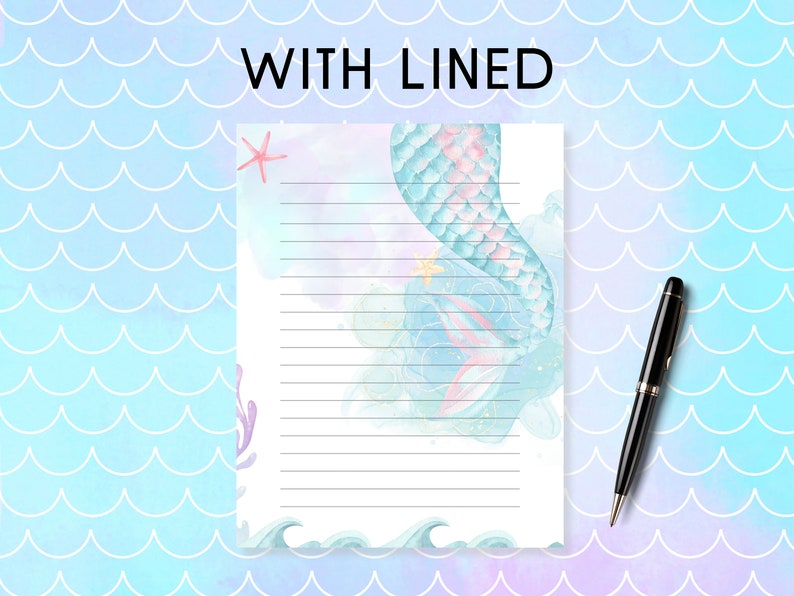 Mermaid Stationery Printable Birthday Stationary Mermaid Stationary ...