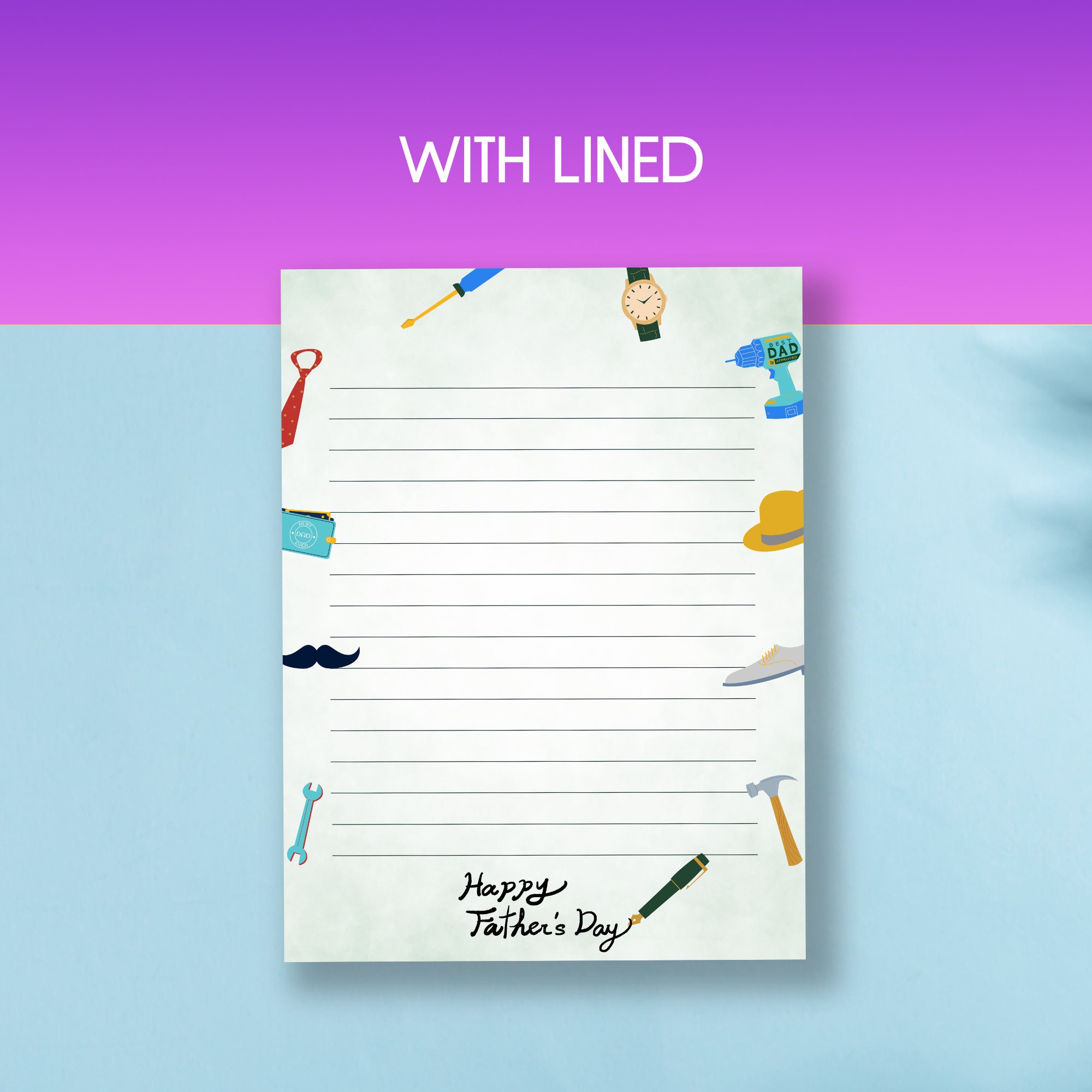 Fathers Day Paper Fathers Day Stationery Letter Writing Paper Letter ...