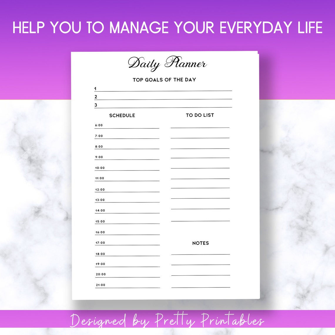 Daily Schedule Productivity Planner to Do List Planner - Etsy