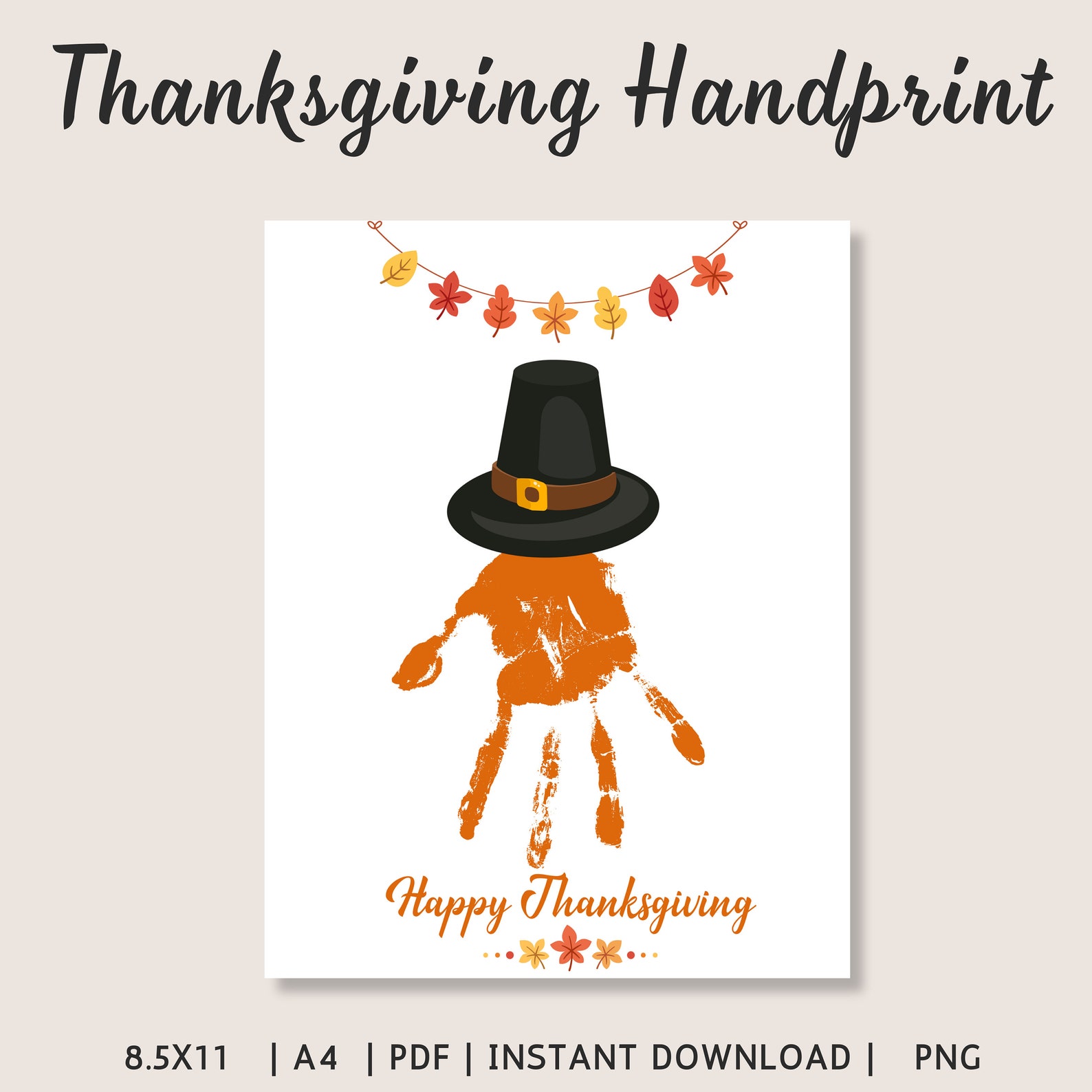 Thanksgiving Handprint Craft Toddler Pre-k Daycare Pilgrim Thanksgiving ...