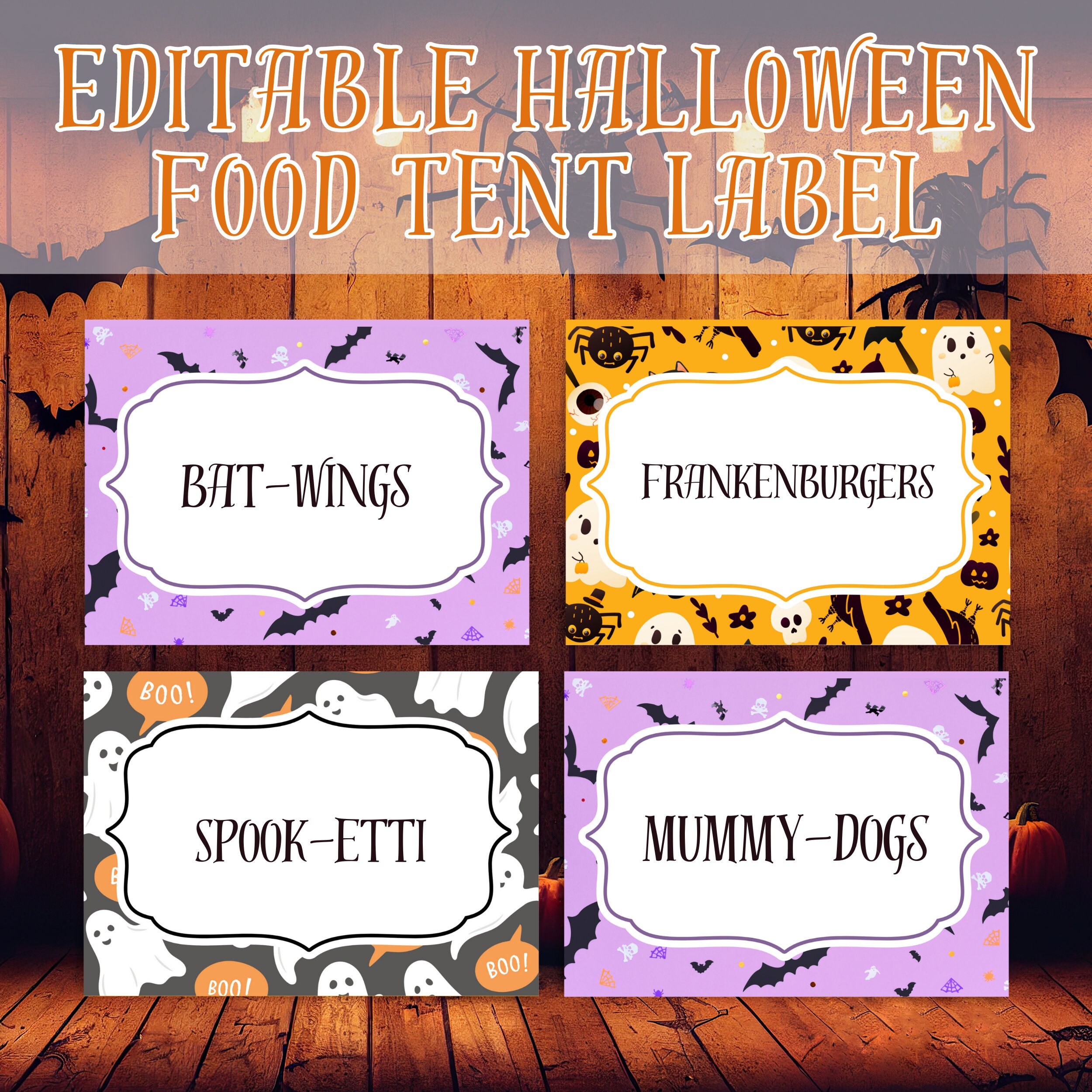 Editable Halloween Party Food Label Halloween Blank Food Tent Cards ...
