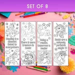 Unicorn Coloring Bookmarks Printable Unicorn Coloring Bookmarks for ...