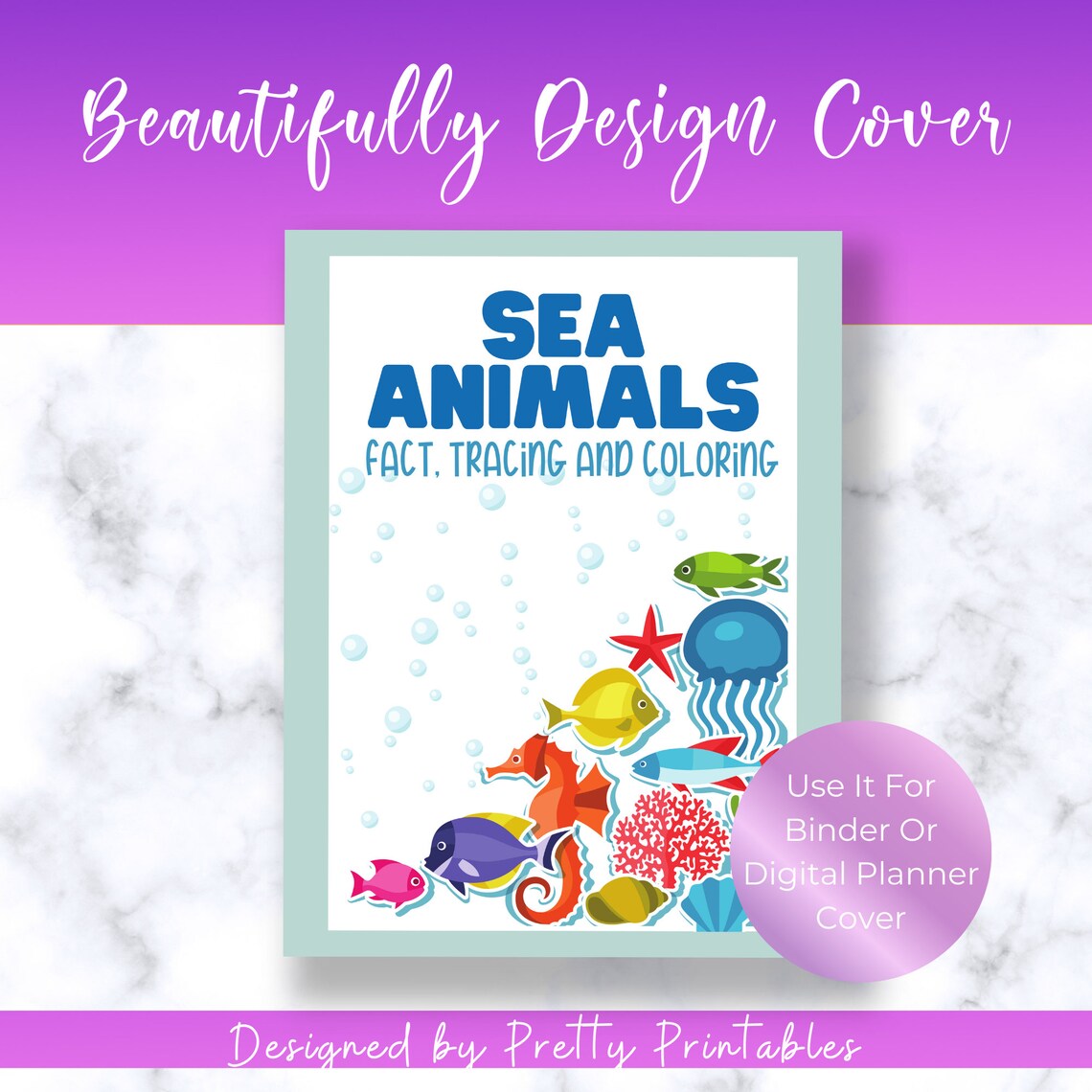 Sea Animals Tracing and Coloring Activity Pages for Kids - Etsy