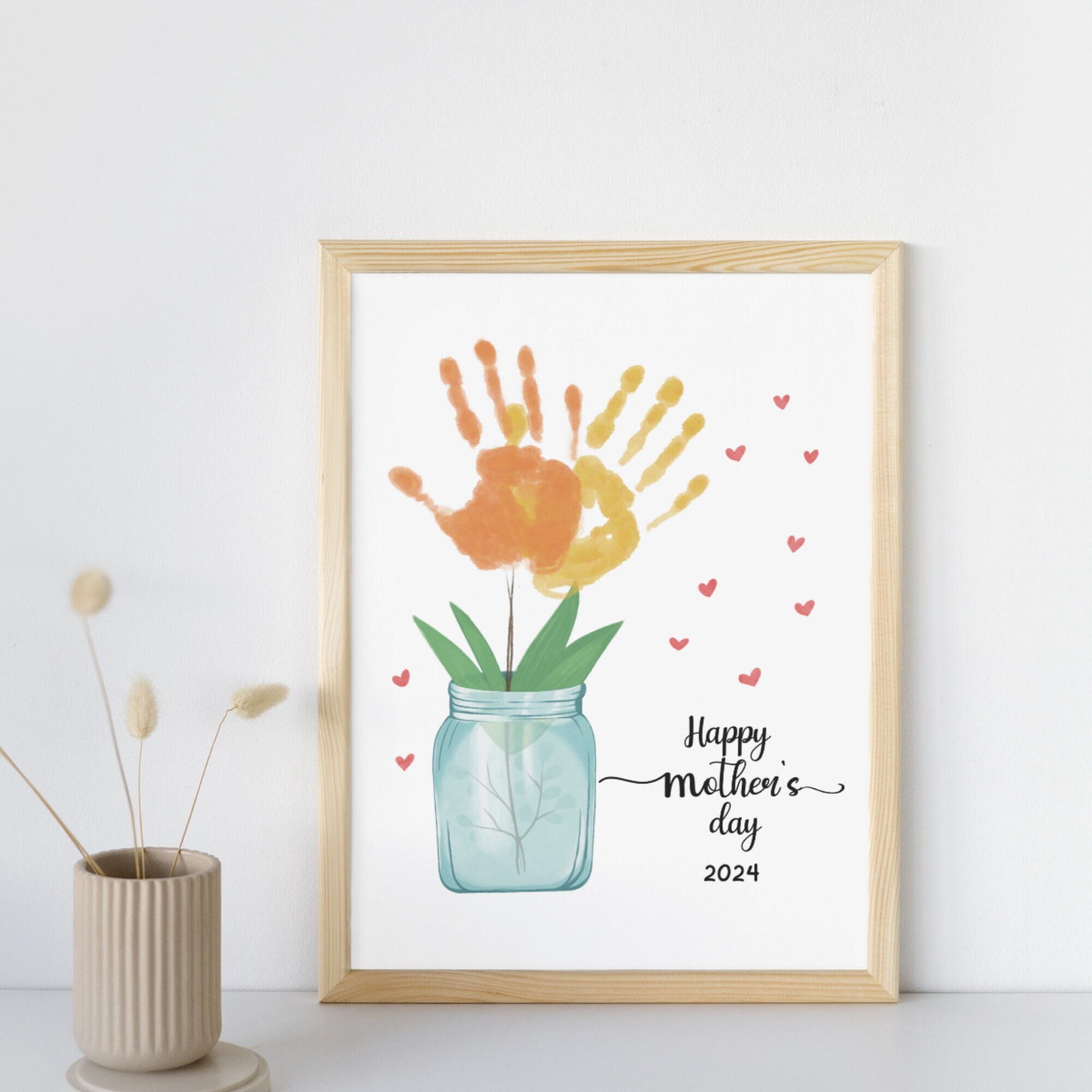 Mothers Day Handprint Craft Flower in Vase Handprint Gift From Kids ...